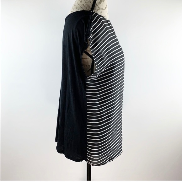 Halogen | Tops | Halogen Striped Boxy Zipper Back Twotone Blouse | Poshmark